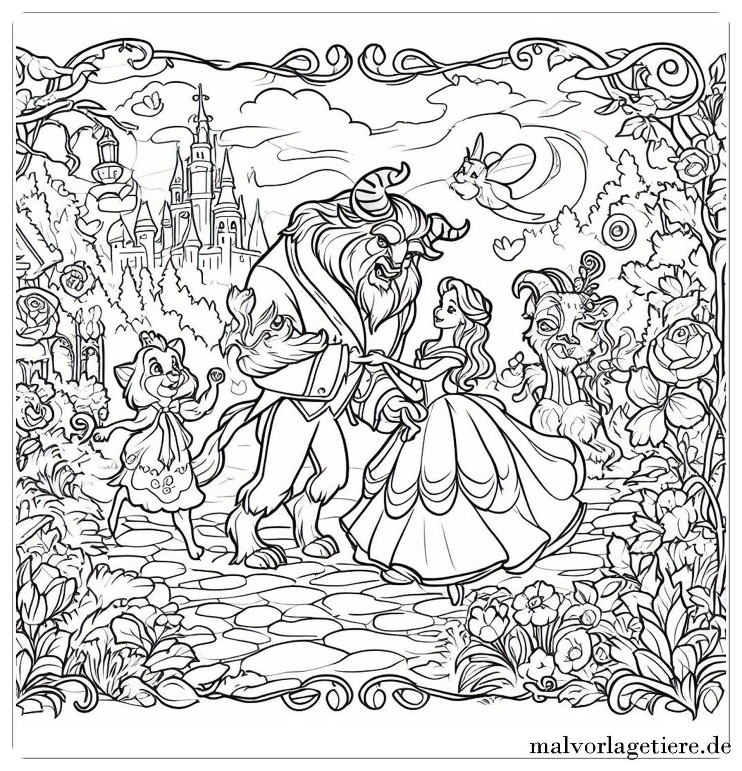 Finde Deine Favoriten: Die Schöne und das Biest Ausmalbilder – MalvorlageTiere.de