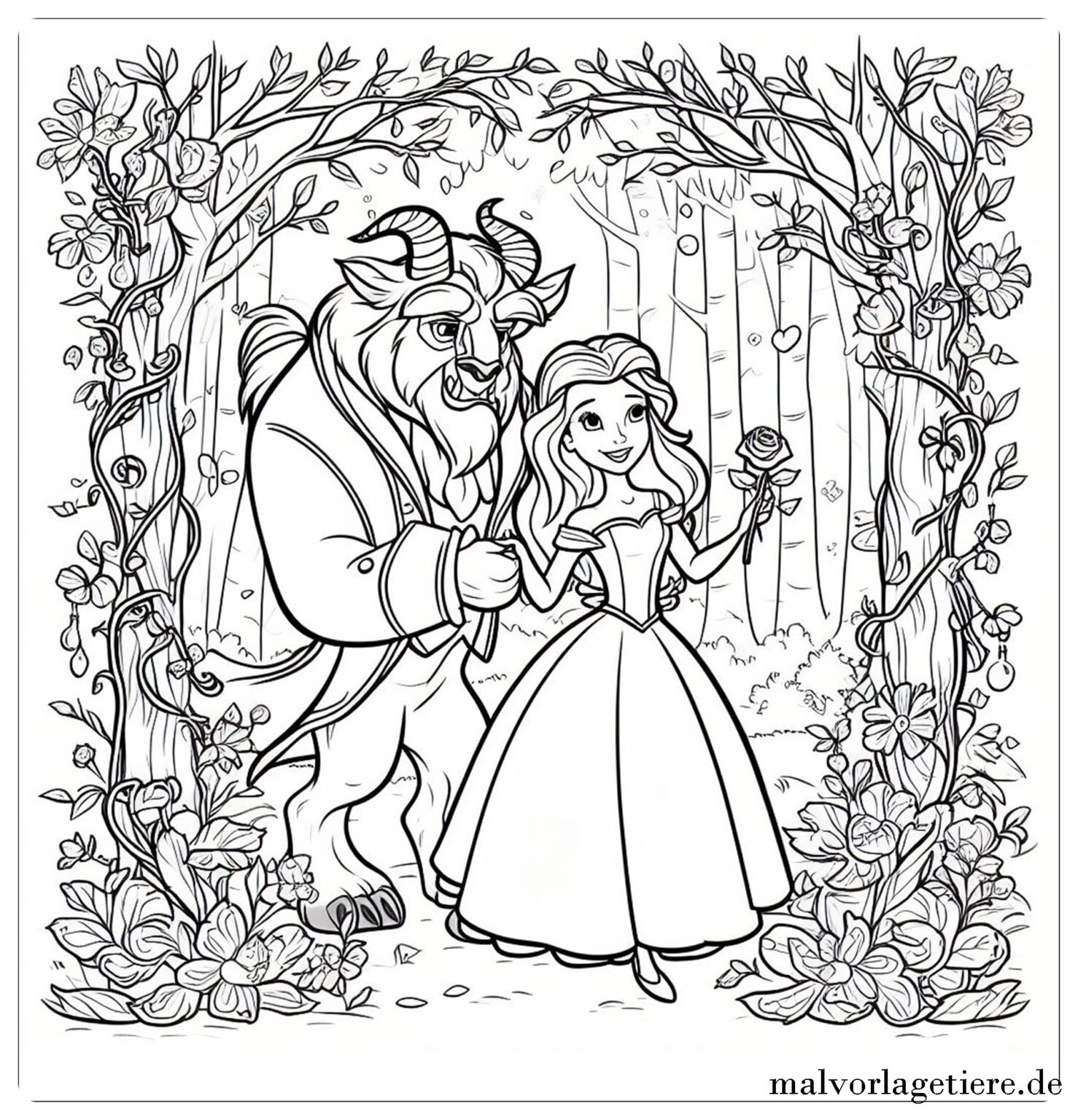 Finde Deine Favoriten: Die Schöne und das Biest Ausmalbilder – MalvorlageTiere.de