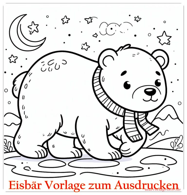 Eisbär Vorlage zum Ausdrucken – Kreative Winterfreuden für Kinder ...