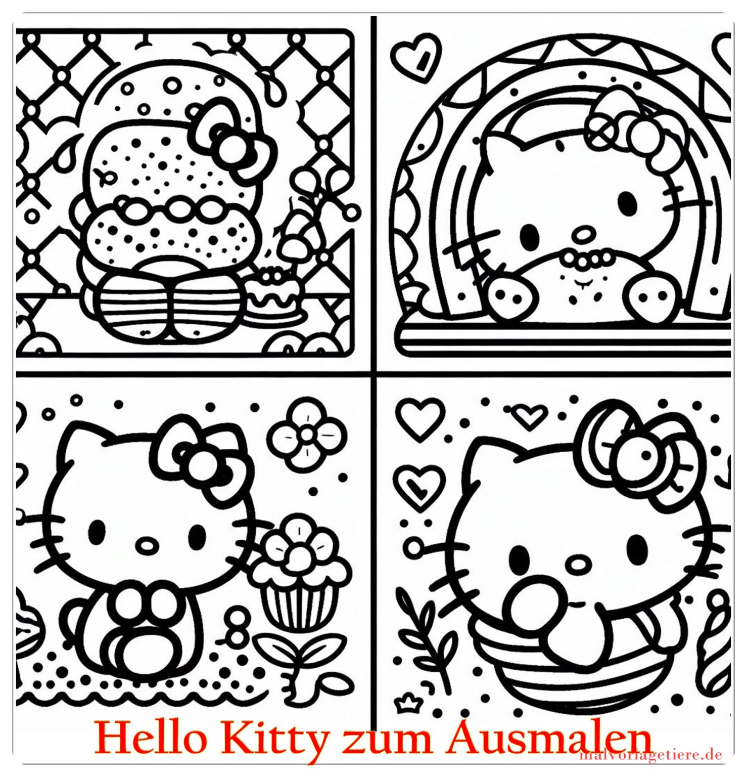 Hello Kitty zum Ausmalen 03 by malvorlagetiere – MalvorlageTiere.de