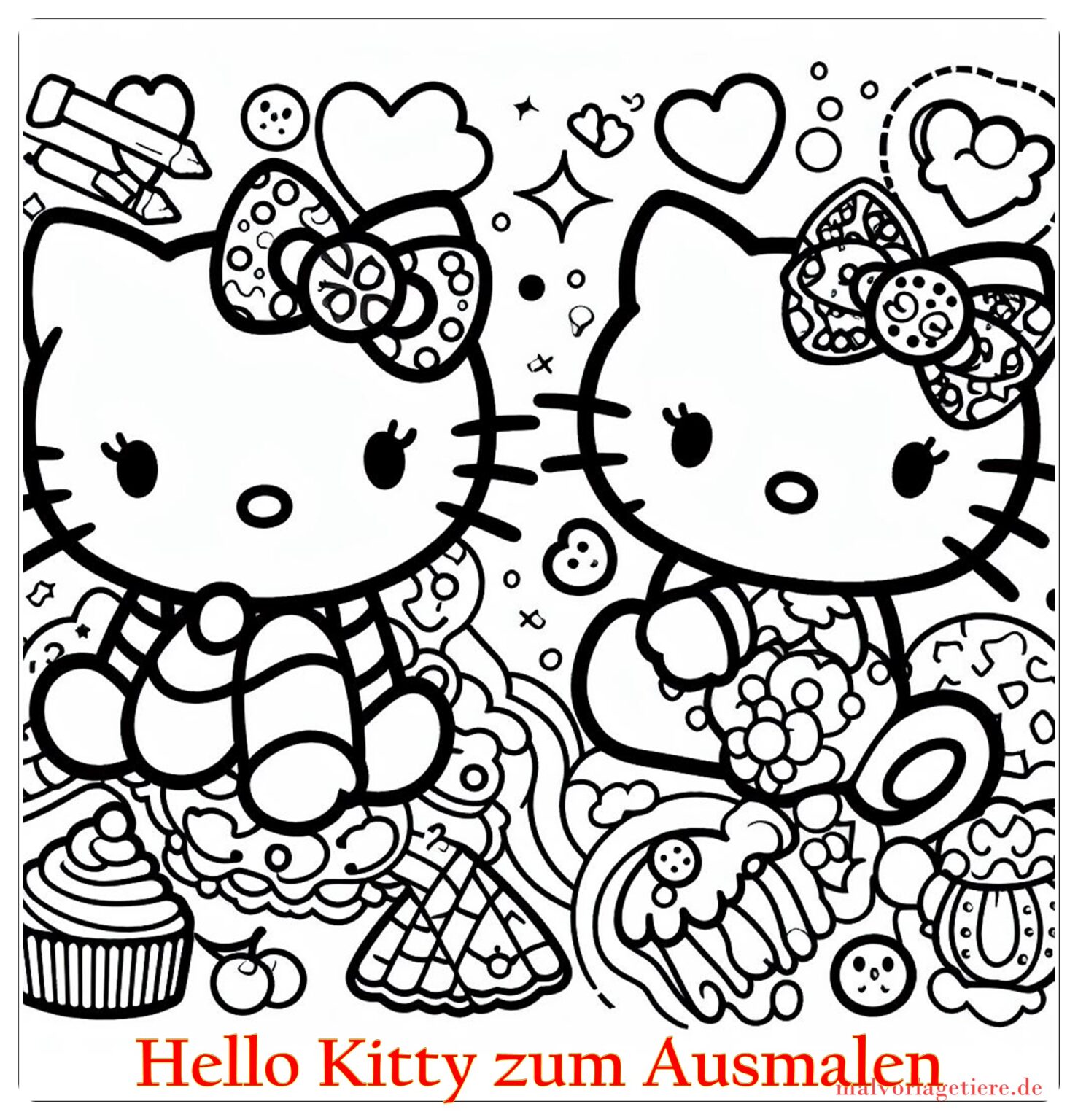 Hello Kitty zum Ausmalen 04 by malvorlagetiere – MalvorlageTiere.de