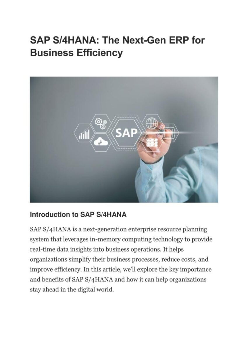 SAP S/4HANA ERP: A Comprehensive Guide To The Next-Generation ERP ...